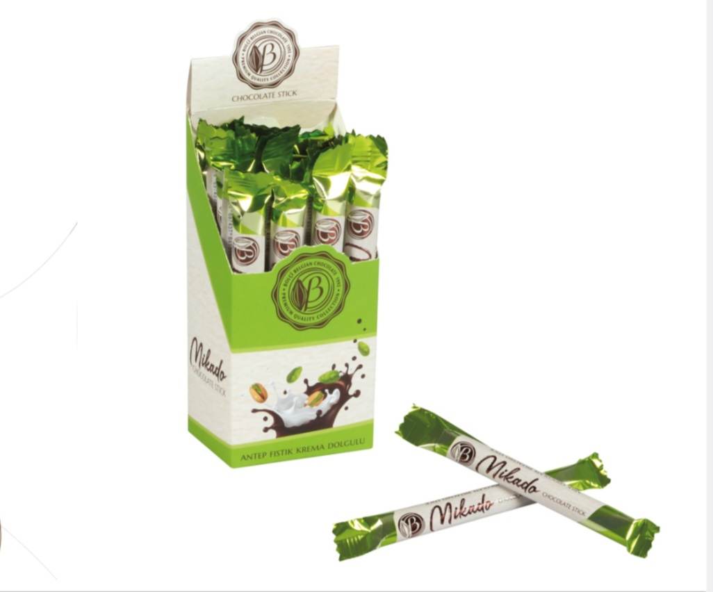 Bolci Шоколадови стикчета с пълнеж от вкусен крем от шамфъстък 20 бр