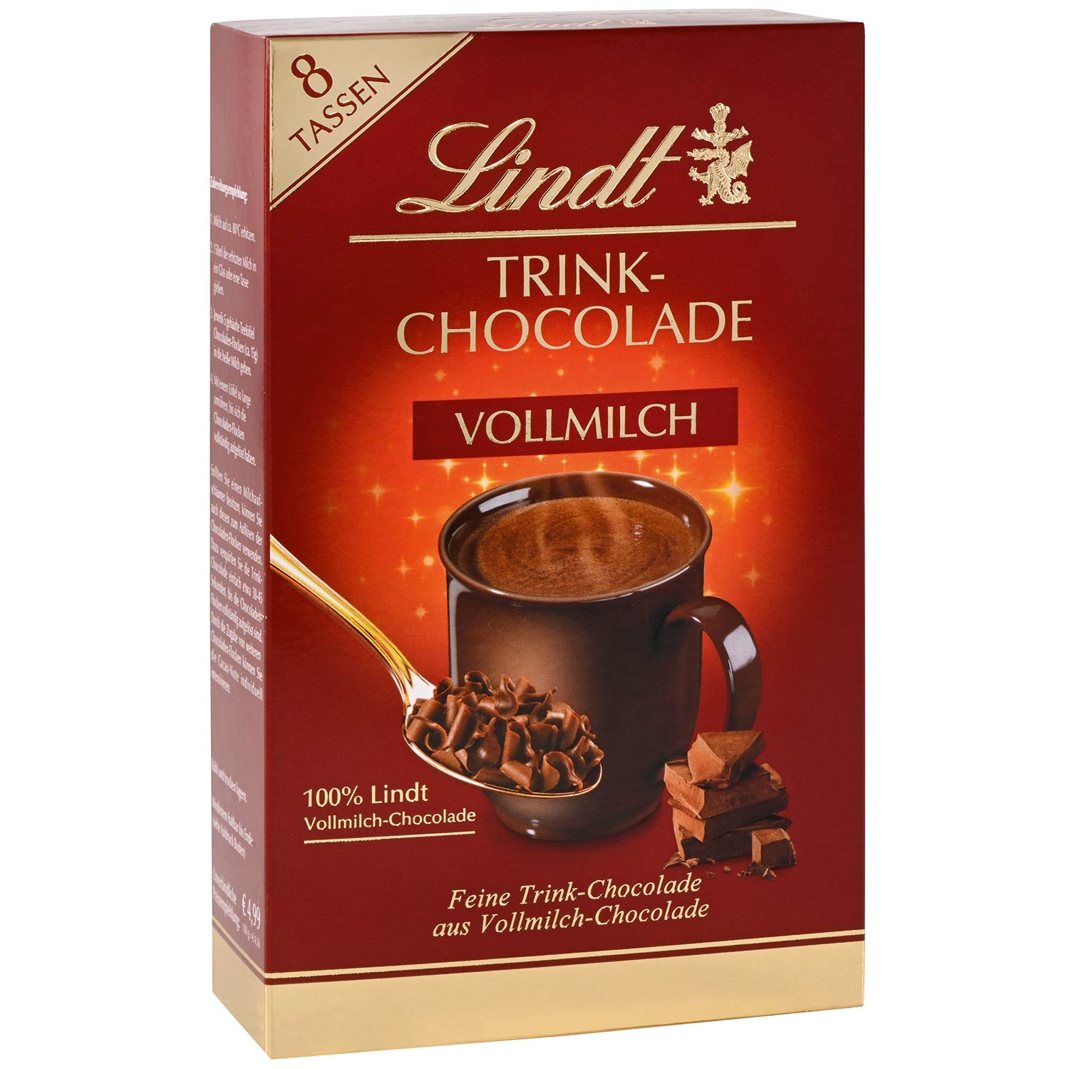 Lindt Млечен шоколад на люспи за топла какаова напитка 8 бр. 120 гр ...